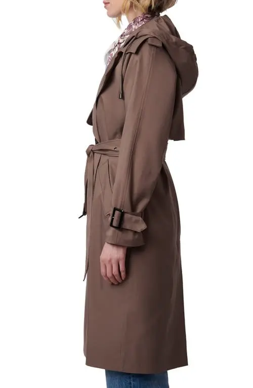 Bernardo Double-breasted Hooded Trench Coat - Dark Oak