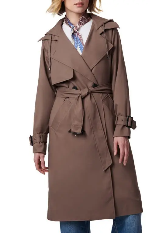 Bernardo Double-breasted Hooded Trench Coat - Dark Oak