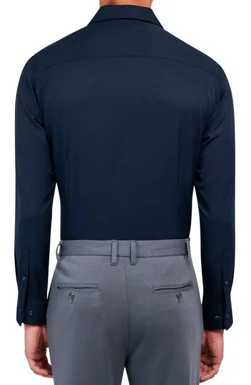 BROOKLYN BRIGADE Slim Fit Solid Performance Dress Shirt - Navy