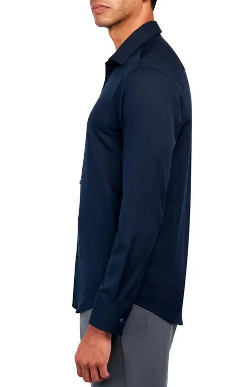 BROOKLYN BRIGADE Slim Fit Solid Performance Dress Shirt - Navy