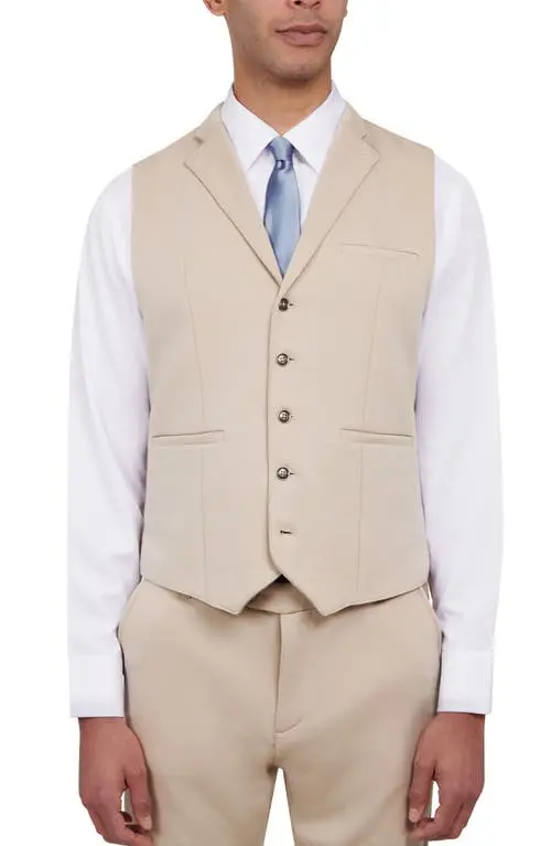BROOKLYN BRIGADE Slim Fit Performance Knit Vest - Tan