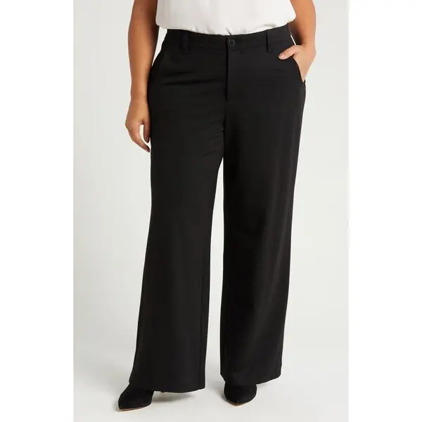 Wit & Wisdom Skyrise Flat Front Wide Leg Pants - Black