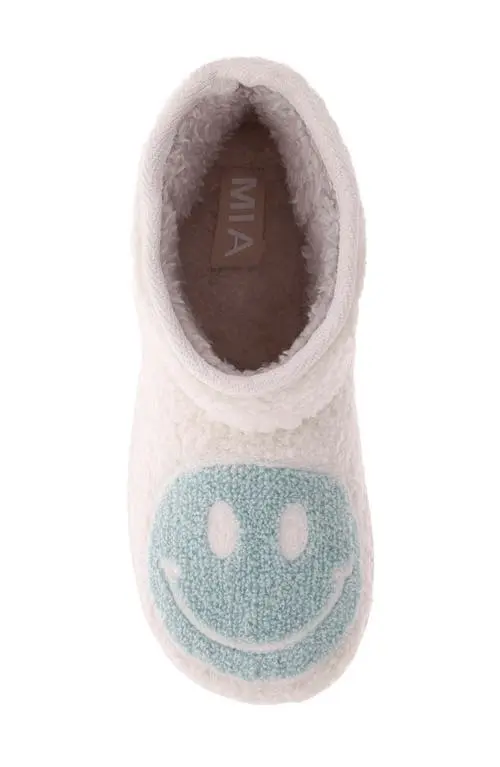 Mia Chill Smiley Faux Shearling Bootie Slipper - Saige Happy Face