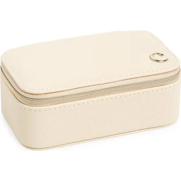 Nordstrom Initial Rectangular Jewelry Box - C- Cream- Gold