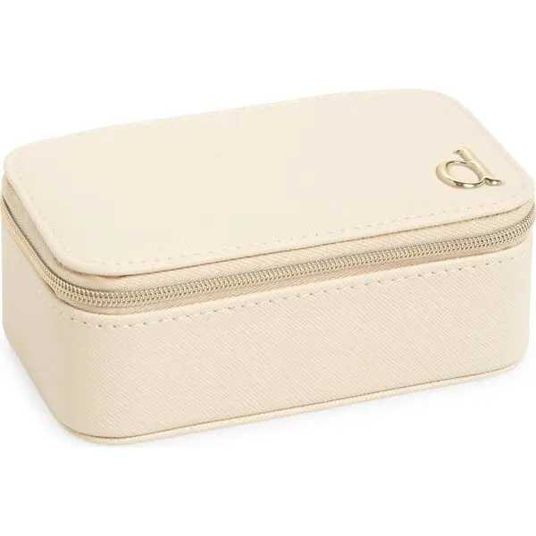 Nordstrom Initial Rectangular Jewelry Box - D- Cream- Gold