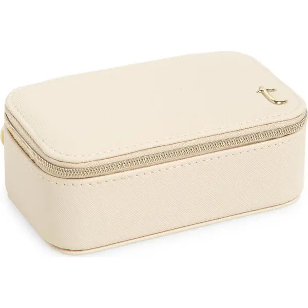 Nordstrom Initial Rectangular Jewelry Box - T- Cream- Gold