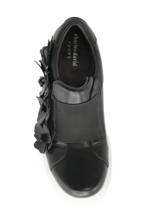 CHARLES DAVID Rachelle Floral-embellished Wedge Sneakers