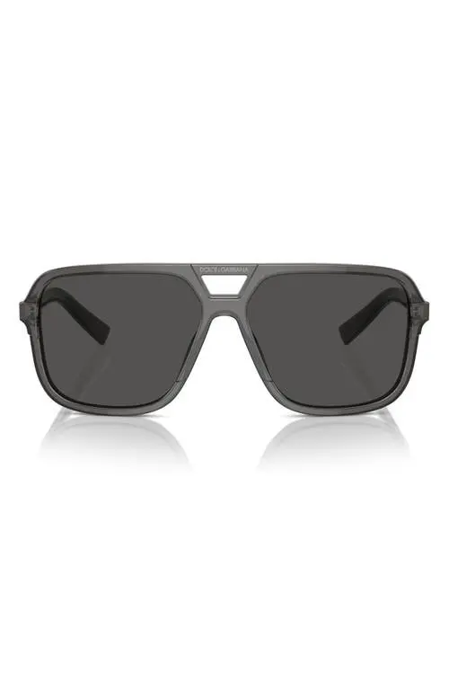 Dolce & Gabbana 61mm Flat Top Pilot Sunglasses - Grey