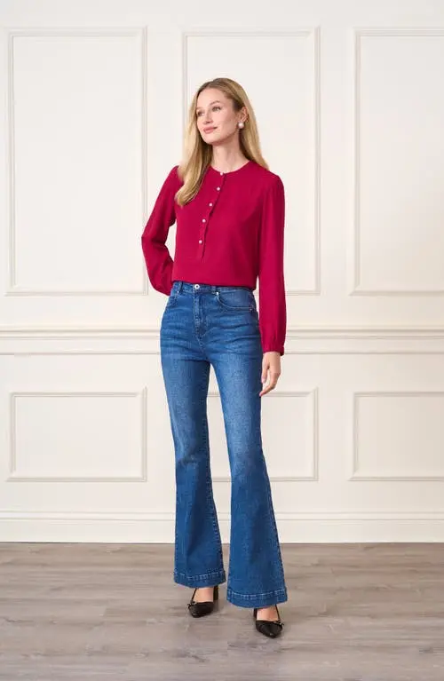 CECE DUPRAZ Pearl Button Georgette Blouse