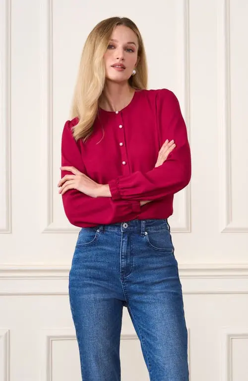 CECE DUPRAZ Pearl Button Georgette Blouse