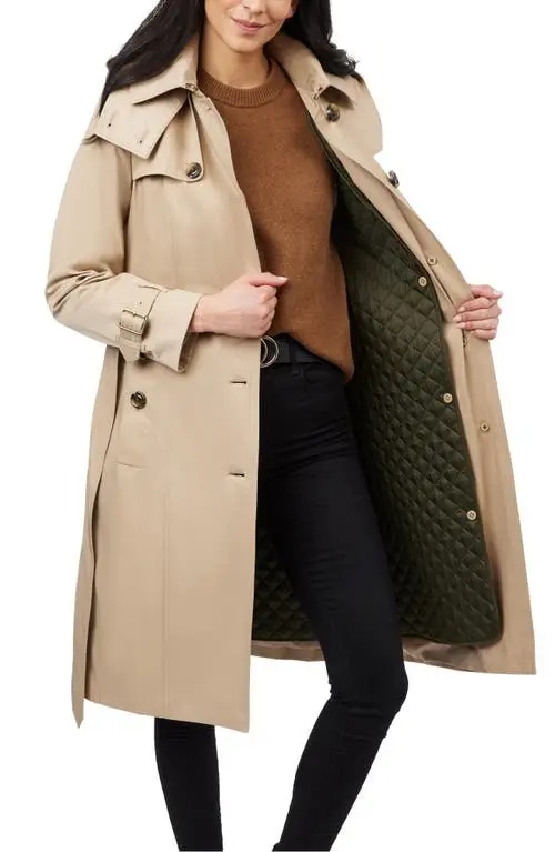 London Fog Water Resistant Belted Trench Coat With Removable Liner - Stone