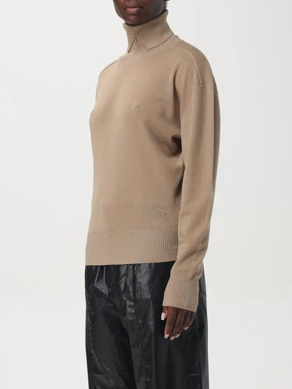 Burberry Ribbed Turtleneck Fine Knit Sweater - Beige
