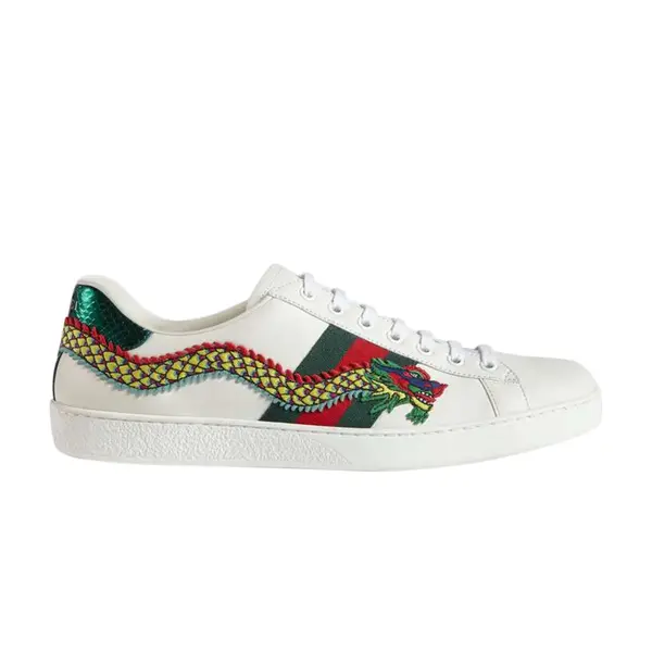 Gucci Ace Embroidered Dragon Sneakers - White