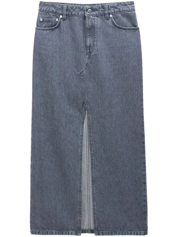 Filippa K Slit Denim Long Skirt - Grey