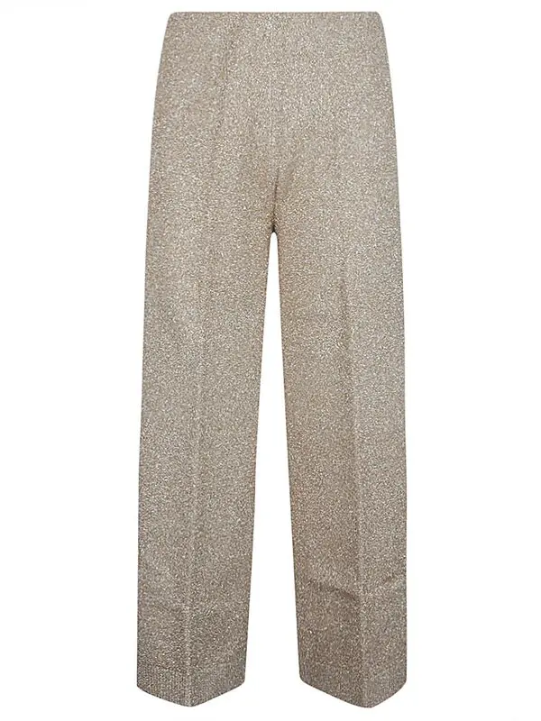 CIRCUS HOTEL Viscose Wide Leg Trousers - Golden