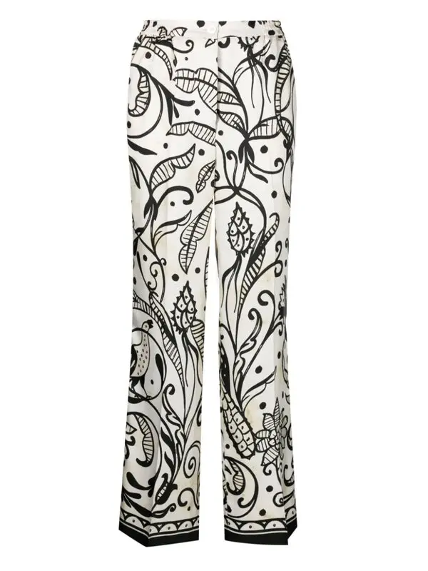 F.R.S FOR RESTLESS SLEEPERS Printed Silk Palazzo Trousers