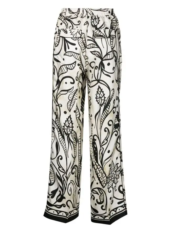 F.R.S FOR RESTLESS SLEEPERS Printed Silk Palazzo Trousers