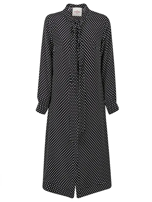 CRIDA MILANO Polka Dot Silk Midi Dress - Black