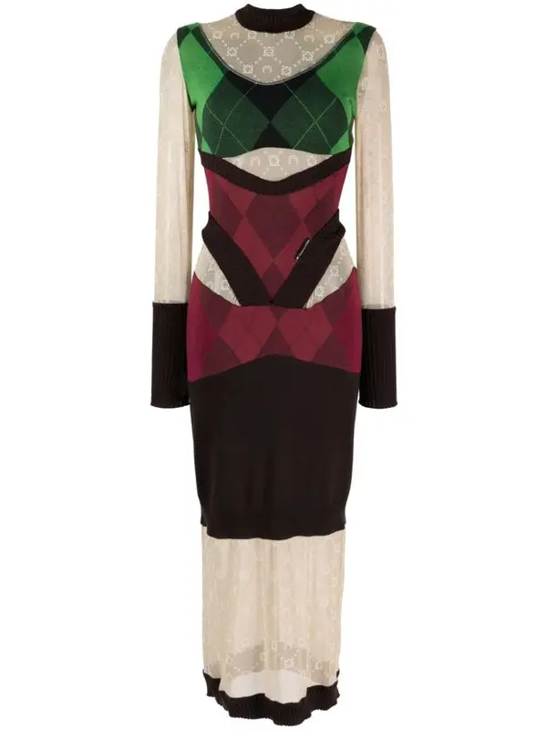 Marine Serre Wool Long Dress - Green - 47% Off | Editorialist