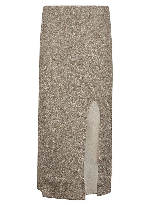 CIRCUS HOTEL Viscose Midi Skirt - Golden