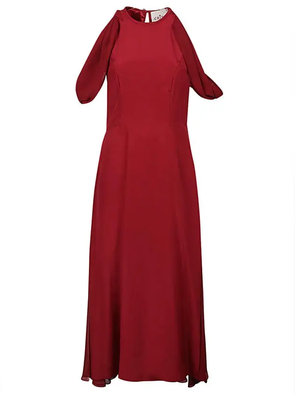 CRIDA MILANO Silk Midi Dress - Red