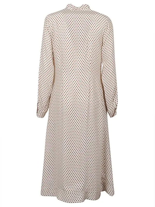 CRIDA MILANO Polka Dot Silk Midi Dress - White