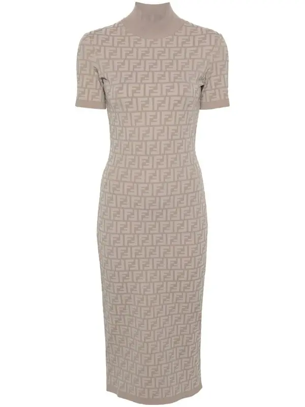 Fendi Ff Jacquard Midi Dress In Grey - 28% Off | Editorialist