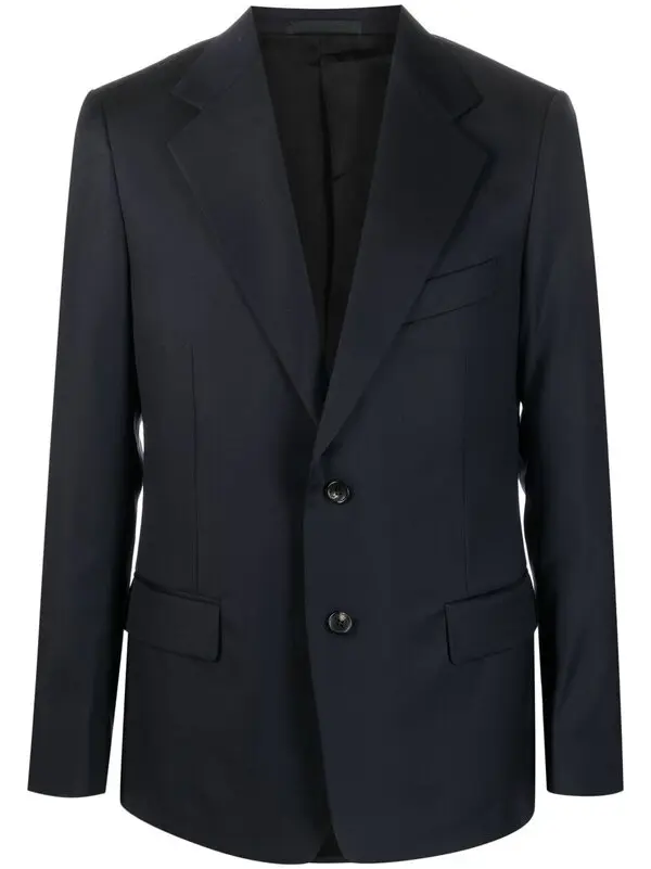 LANVIN Single Breasted Wool Jacket - Blue