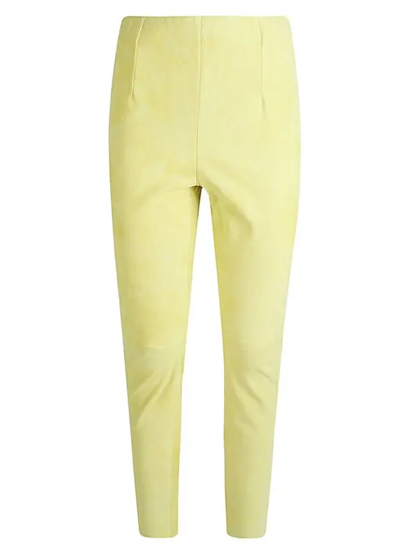 VIA MASINI 80 Slim Fit Suede Trousers - Yellow