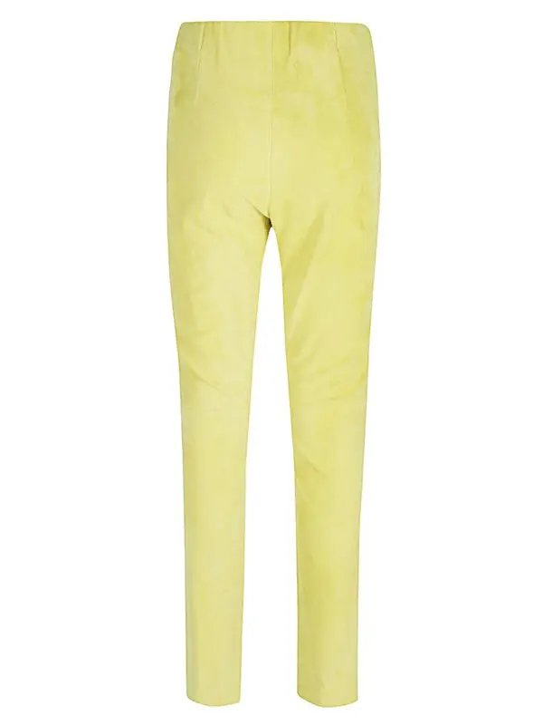 VIA MASINI 80 Slim Fit Suede Trousers - Yellow