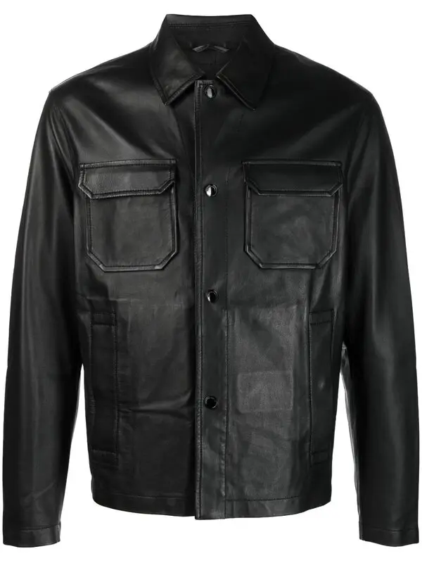 Emporio Armani Logo-patch Leather Jacket