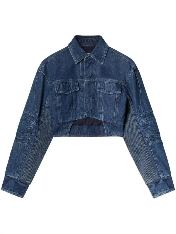 Off-White Cropped Cut-out Denim Jacket