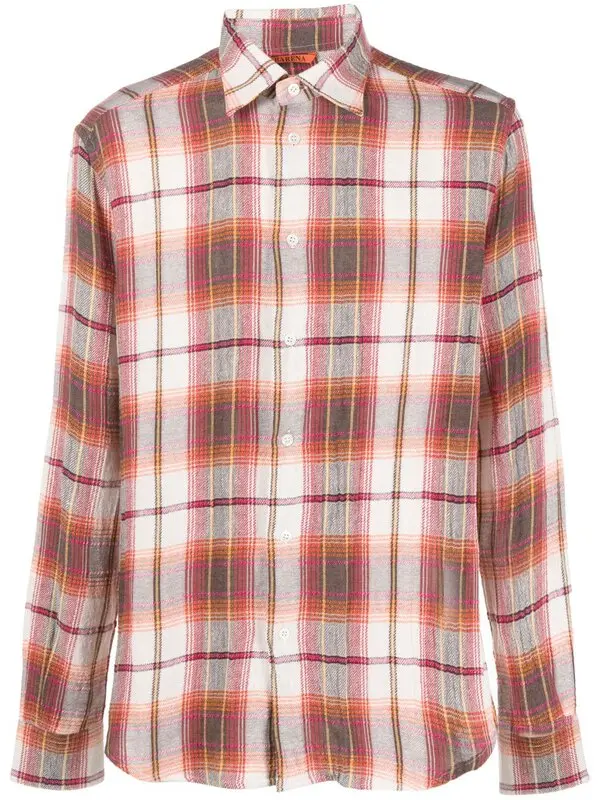 Barena Venezia Check Print Cotton Blend Shirt - Beige