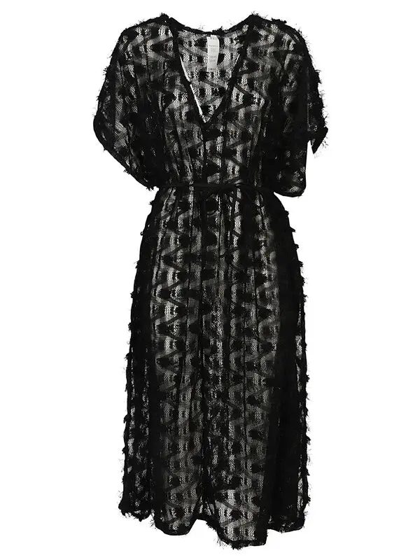 FEEL ME FAB Lampedusa Crochet Long Dress - Black