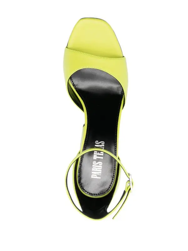 Paris Texas Fiona Leather Heel Sandals - Green