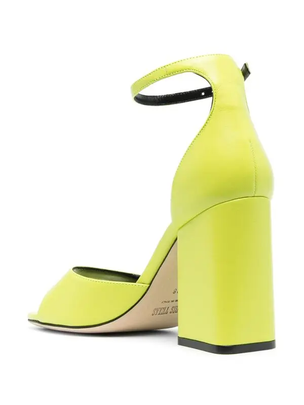Paris Texas Fiona Leather Heel Sandals - Green
