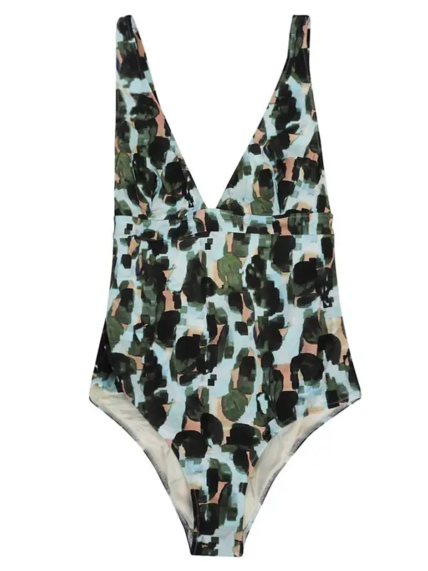 FEEL ME FAB Crossy Printed One Piece Swimsuit - Green