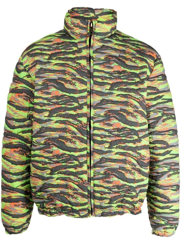 ERL Printed Quilted Down Jacket - Green
