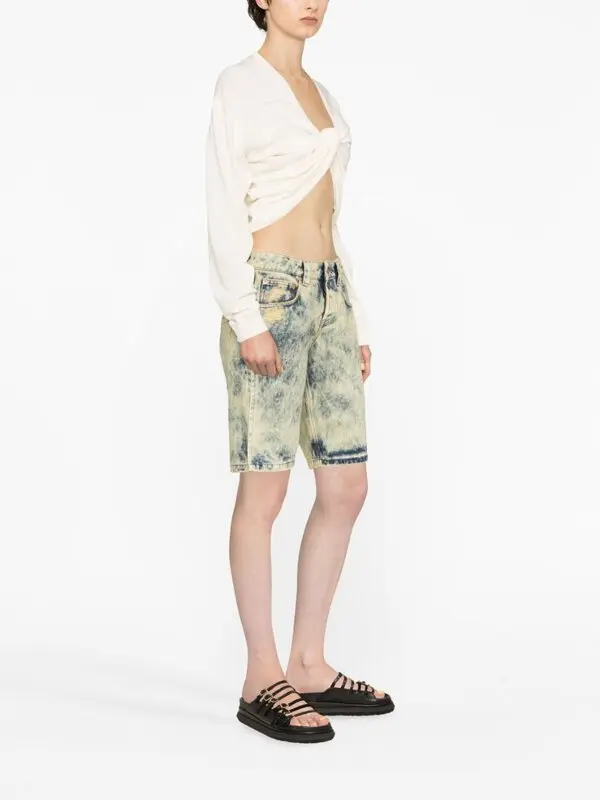 Vaquera Denim Split Shorts - Light Denim