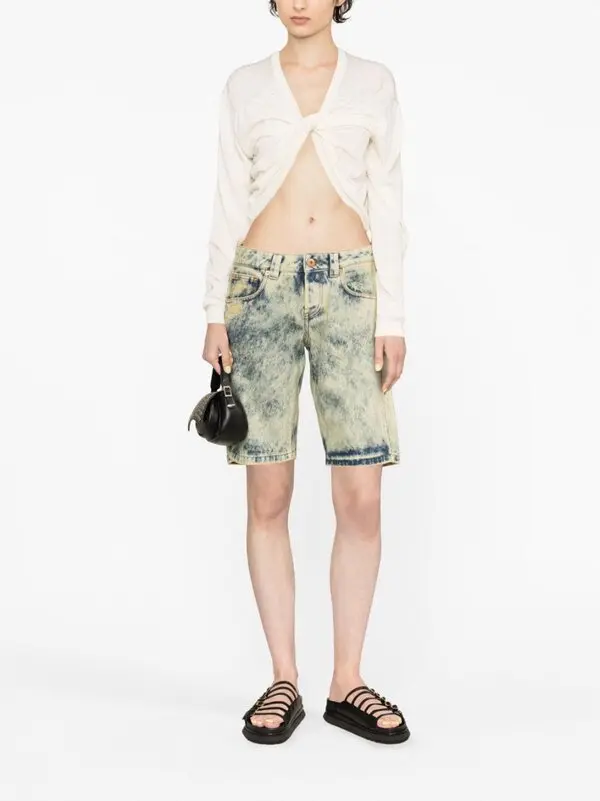 Vaquera Denim Split Shorts - Light Denim