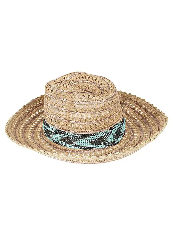 EXQUISITE J Raffia Sombrero Hat - Multicolour
