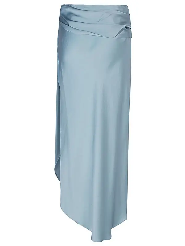 Simkhai Elisabetta Draped Satin Midi Skirt