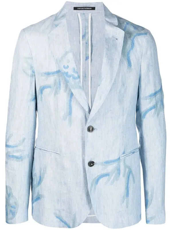 E 'CLAT Emporio Armani Printed Blazer - Clear Blue