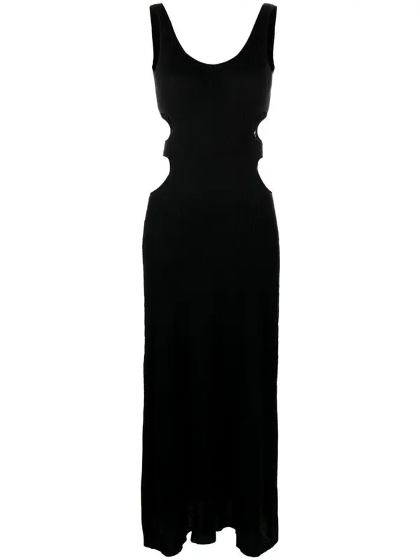 Chloé Linen Blend Silk Long Dress - Black