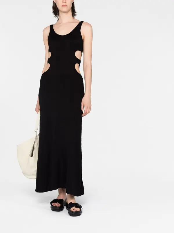 Chloé Linen Blend Silk Long Dress - Black
