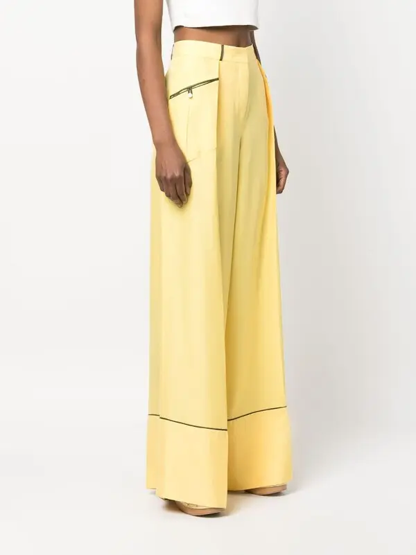 Bally Silk Wide-leg Trousers - Yellow