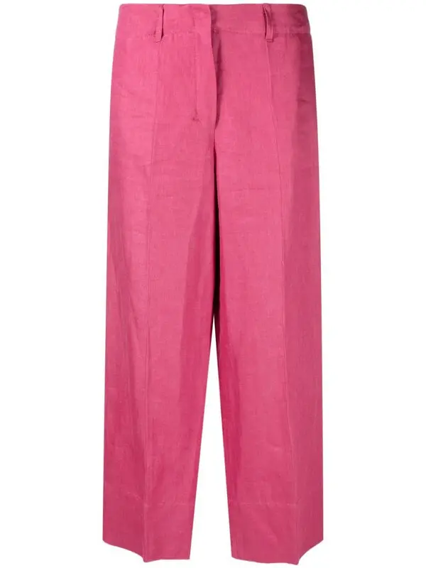 Max Mara Wide Leg Linen Trousers - Fuchsia