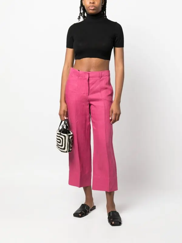 Max Mara Wide Leg Linen Trousers - Fuchsia