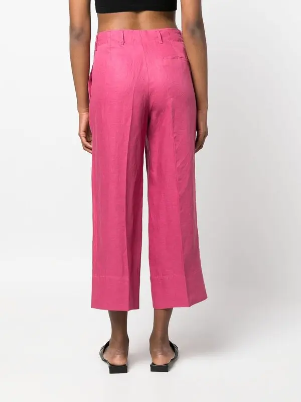 Max Mara Wide Leg Linen Trousers - Fuchsia
