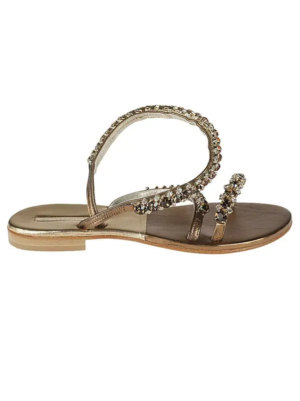 EMANUELA CARUSO CAPRI Jewel Leather Sandals - Golden